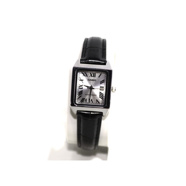 Caravelle Designed By Bulova Women's Classic Rectangular Black Leather ...