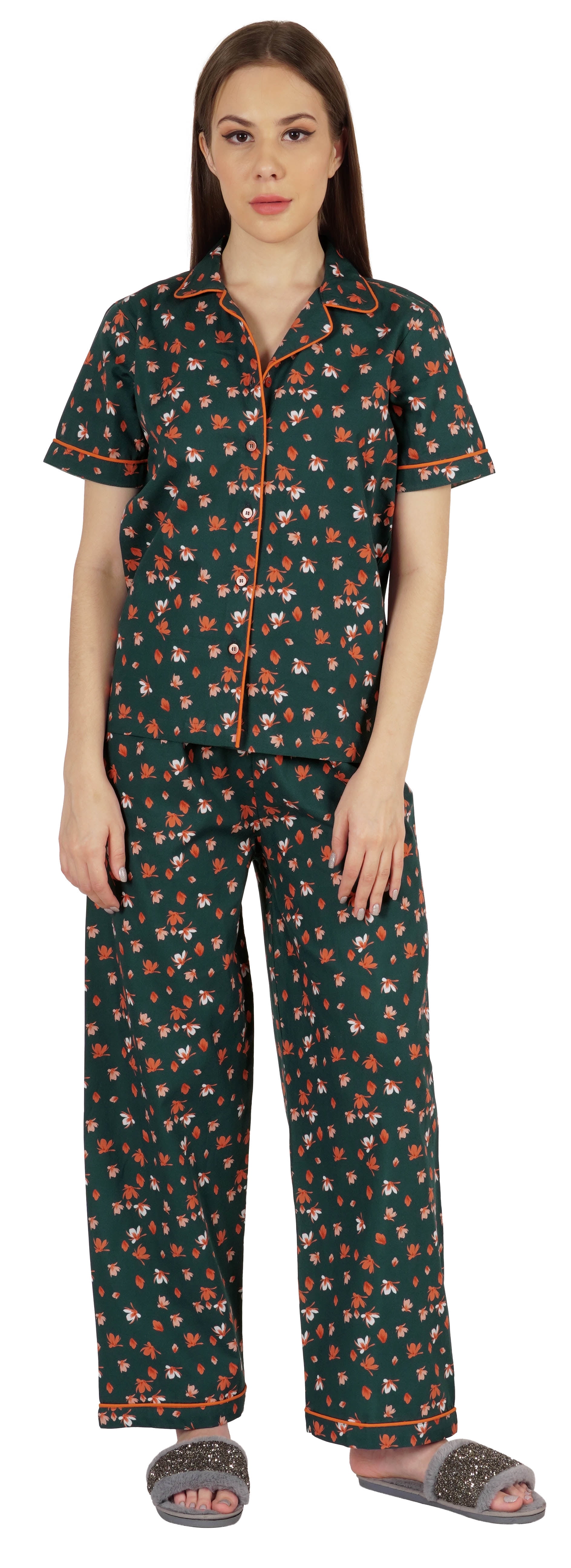 Inkmeso WoMen's Classic Short Sleeve Shirt and Pajama Pants Loungewear ...