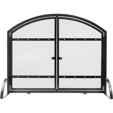 Small Cast Iron Scrollwork Fireplace Fire Screen with Doors - Walmart.com