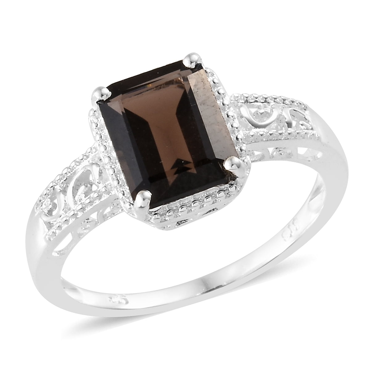 Shop LC - Shop LC 925 Sterling Silver Octagon Brown Stone Smoky Quartz ...