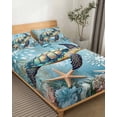 King Size Ocean Starfish Sheet Sets Sealife Marine Life Blue Coral Soft ...