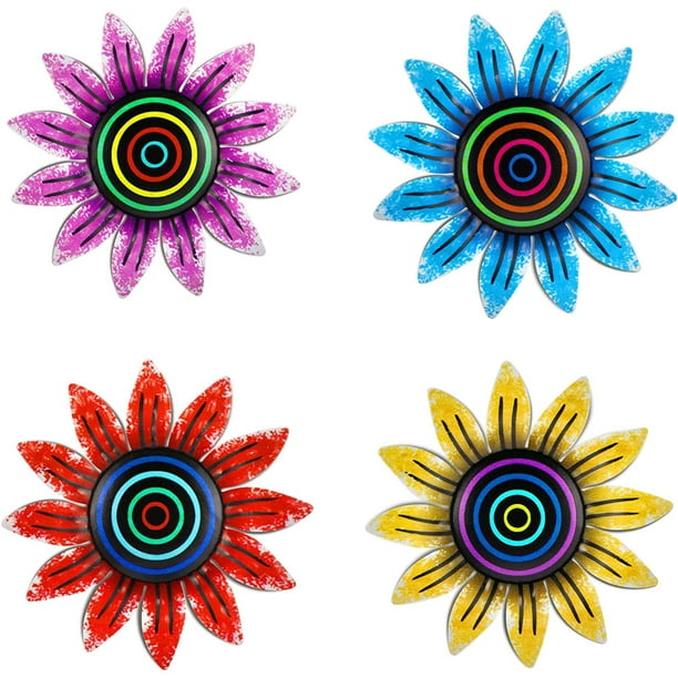 SHAR 4 Pieces Metal Flower Wall Decor Flower Metal Flowers Wall Art ...