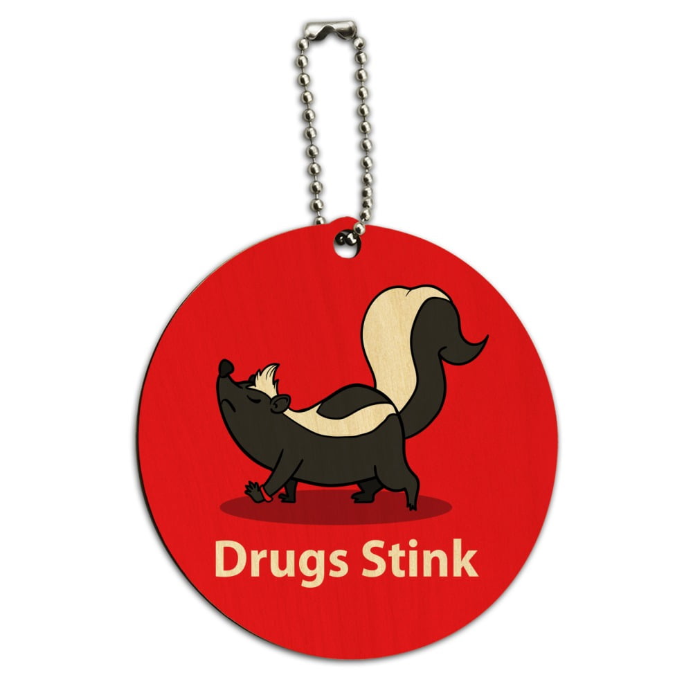 Drugs Stink Skunk Round Wood Luggage Card Suitcase Carry-On ID Tag ...