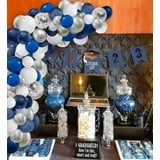 GuassLee 124pcs Blue Silver White Balloons Garland Arch Kit 5/10/12/18 Inch Royal Navy Blue ...