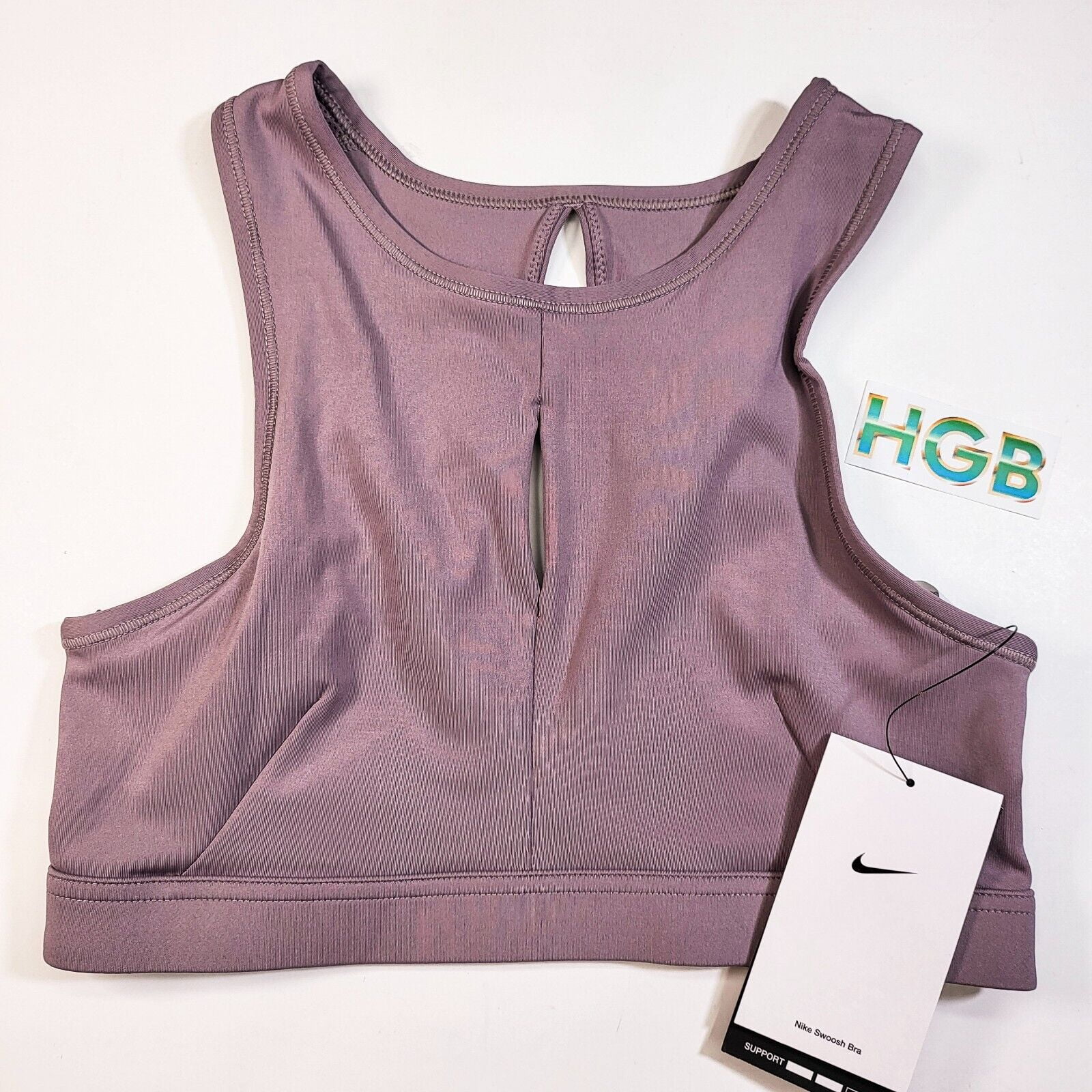 Nike Swoosh Sports Bra Women's Hi Neck Keyhole Medium Support Purple ...