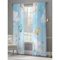 Blue Sky Sheer Curtains for Living Room Bedroom Cartoon Cute Planets ...