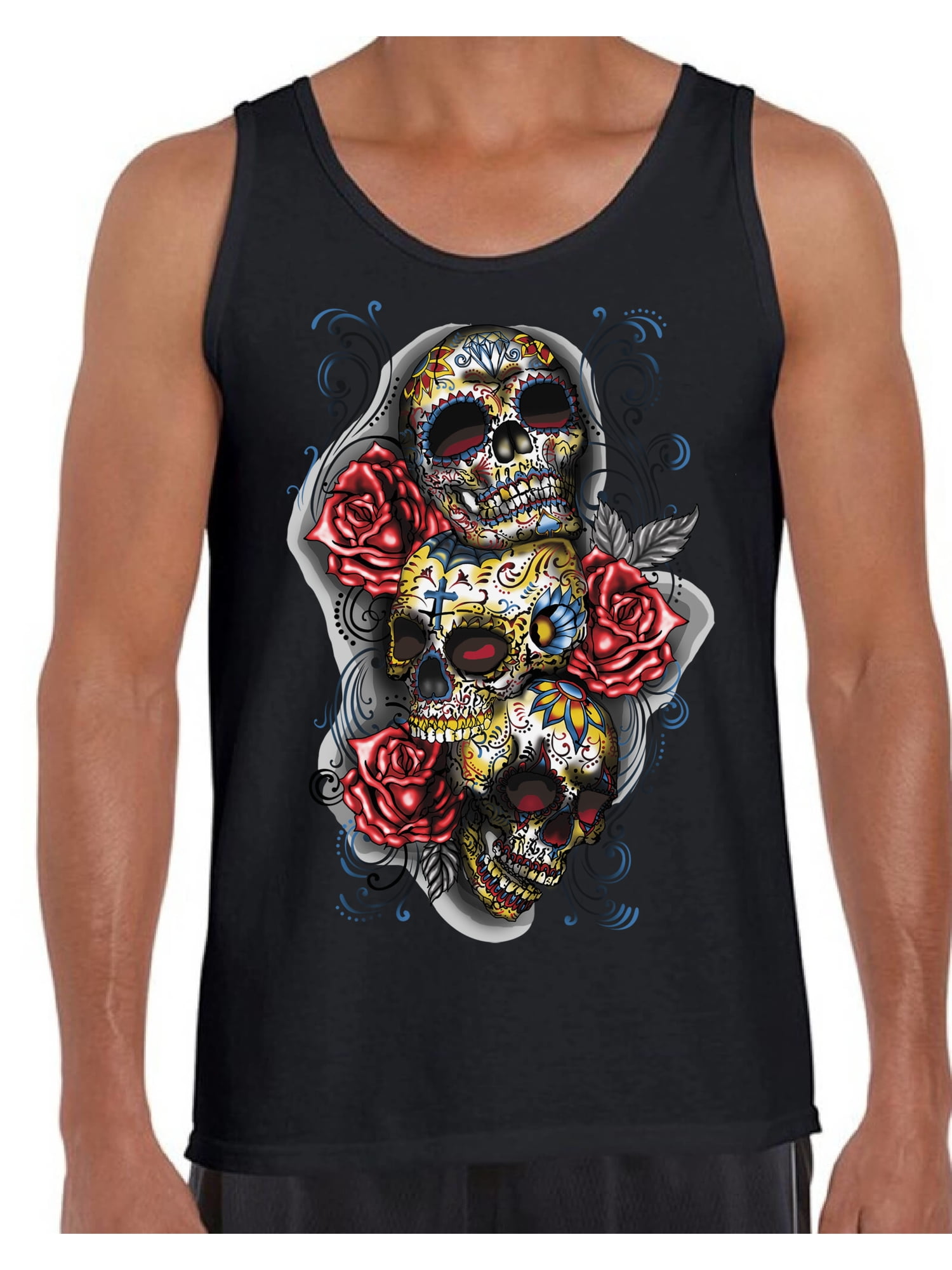 Awkward Styles Three Sugar Skull Tank Top for Men Sugar Skull Tank Day ...