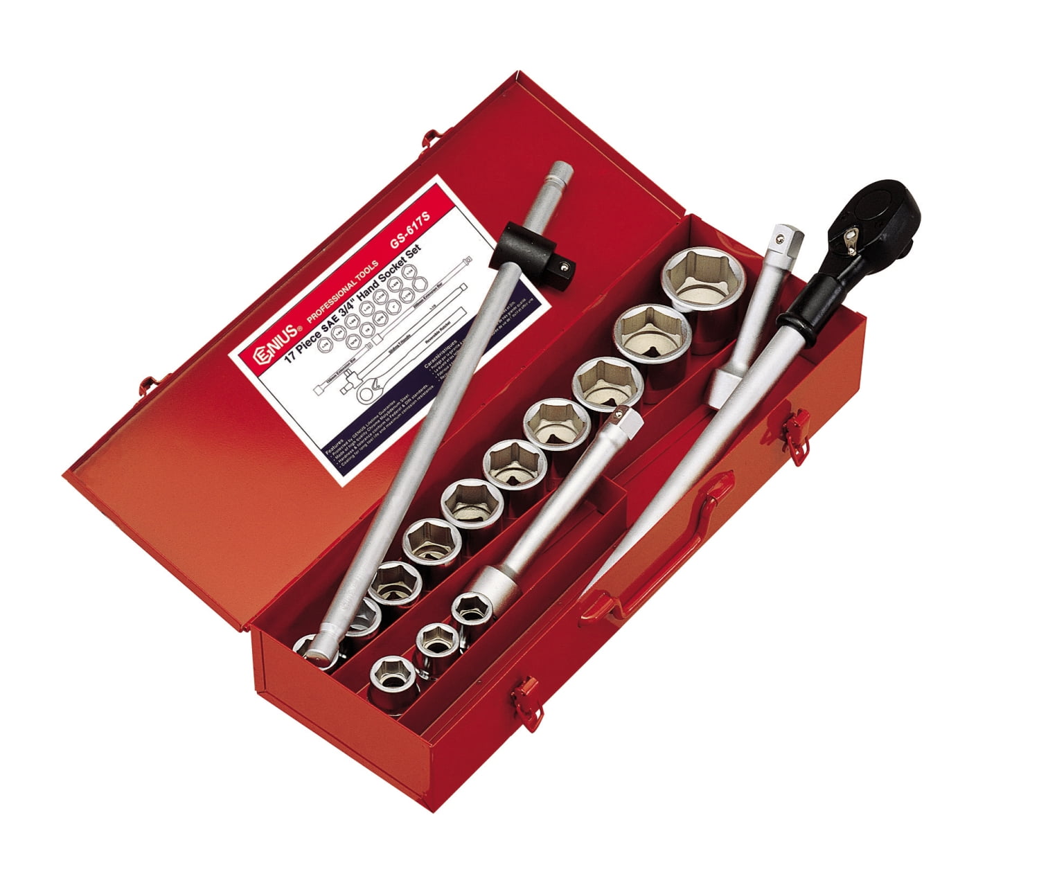 Genius Tools 17 Piece 3/4" Dr. SAE Hand Socket Set (CR-Mo) - GS-617S ...