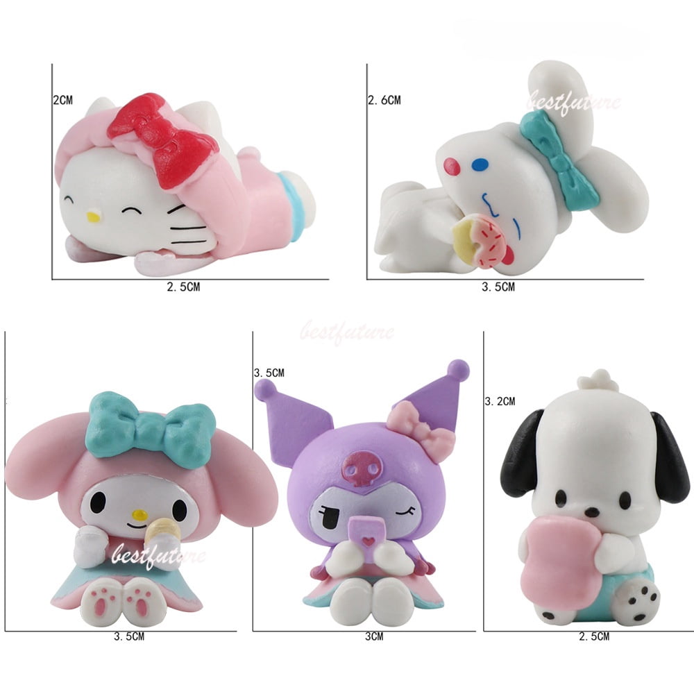 5pcs Kuromi Sanrio Figura Cinnamoroll Hello Kitty My Melody Muñeca DIY ...