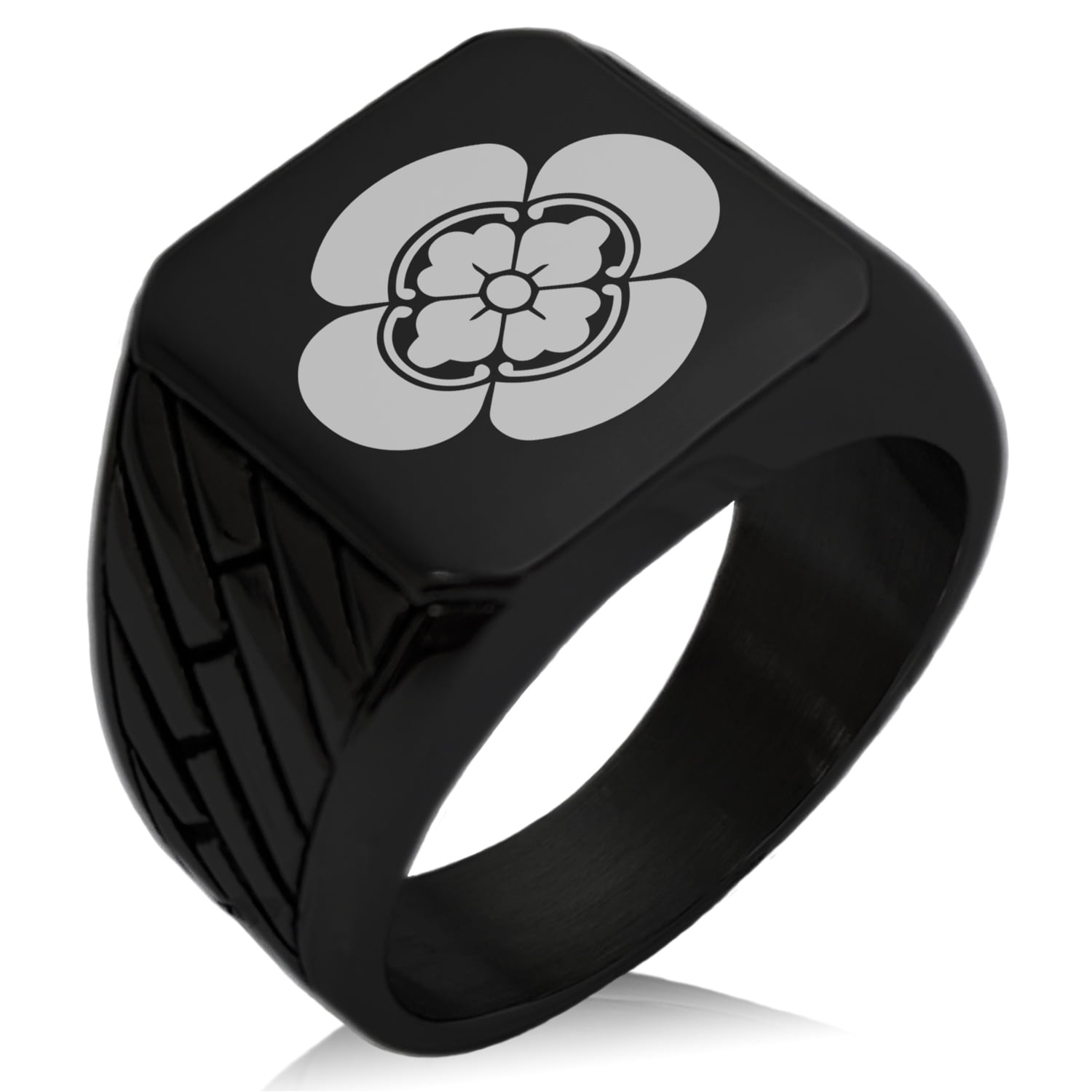 Stainless Steel Ikeda Samurai Crest Geometric Pattern Biker Style ...