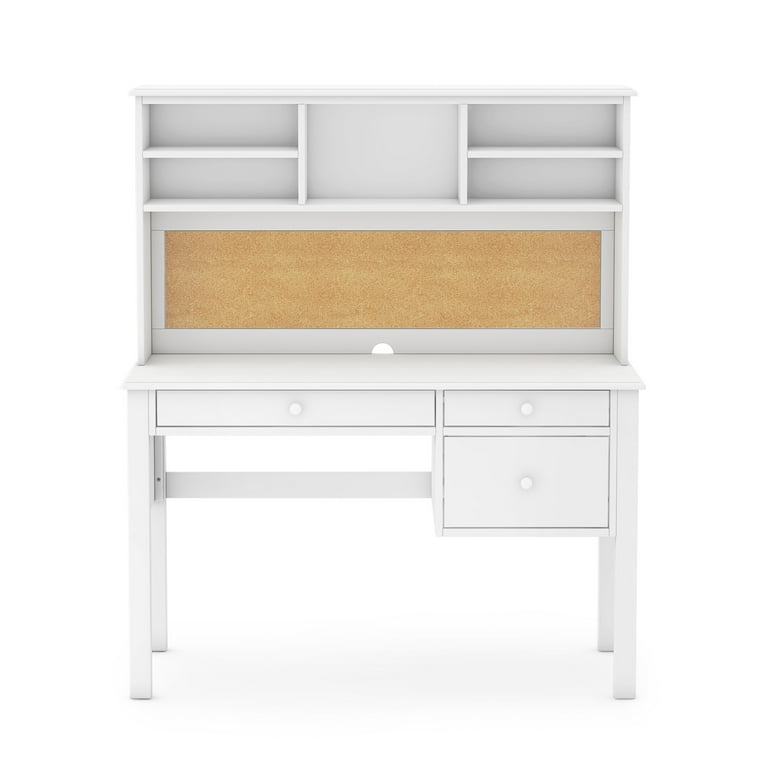Guidecraft Madison Kids Desk with Hutch and Chair Set White Kids Wooden Bedroom Writing Table with Storage Wood Study Table for Kids with Hutch