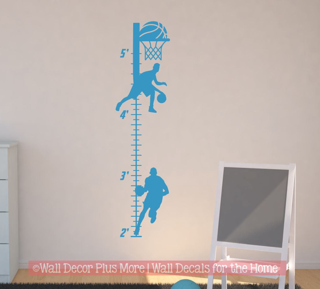 Basketball Wall Growth Chart for Kids - Basketball Vinyl Wall Decor ...