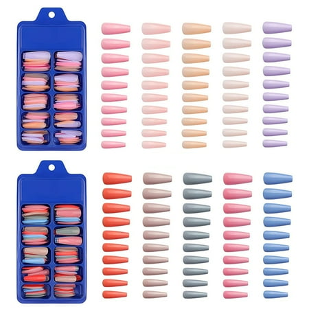 200 Pieces Acrylic Extra Long Press on Nails Coffin Artificial False ...