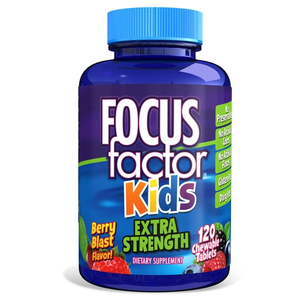 Focus Factor Kids Extra Strength Daily Chewable for Brain Health Support, 120 Count â€“ Vitamins ...