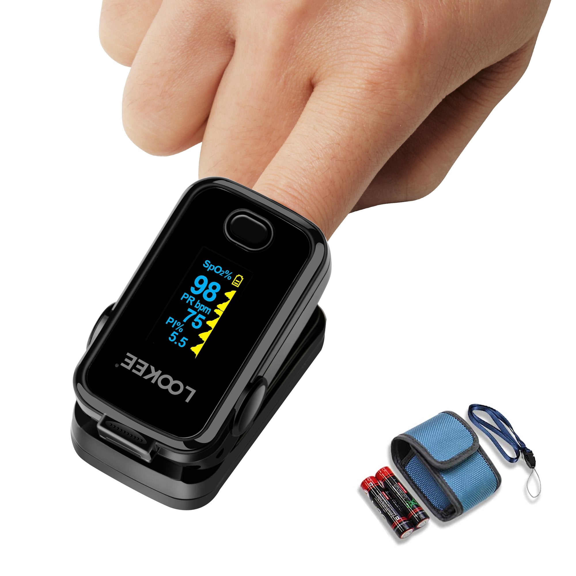 Buy LOOKEE Premium Black Fingertip Pulse Oximeter Blood Oxygen