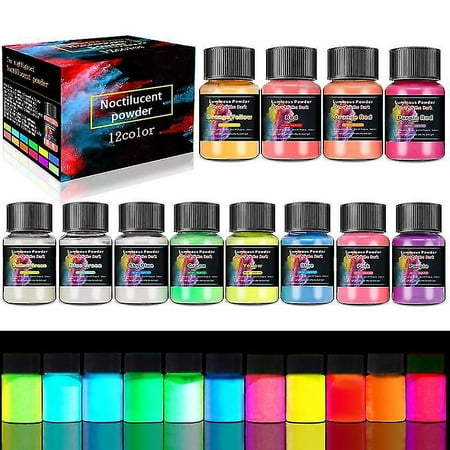 12 Colour Glow In The Dark Pigment Powder Epoxy Resin Luminous Powder ...