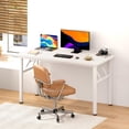 47 Inches Folding Computer Desk White + White Portable Home Office ...