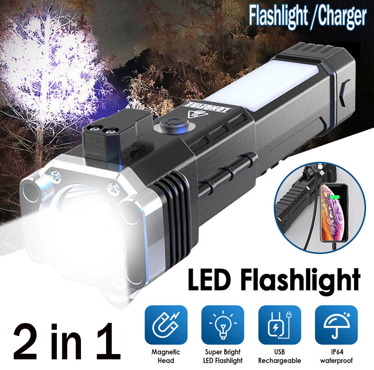 Super Bright Rechargeable LED Handheld Flashlight Portable Spotlight ...