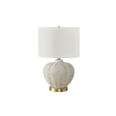 Monarch 20" Concrete Stone Table Lamp with Tapered Shade in Cream and Beige - Walmart.com