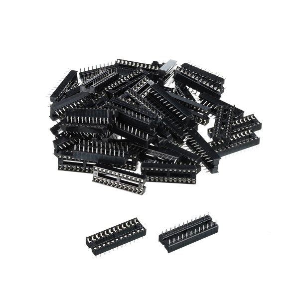 Uxcell DIP IC Chip Socket Adapter Flat Pin 24P 2.54mm Pitch IC Socket ...
