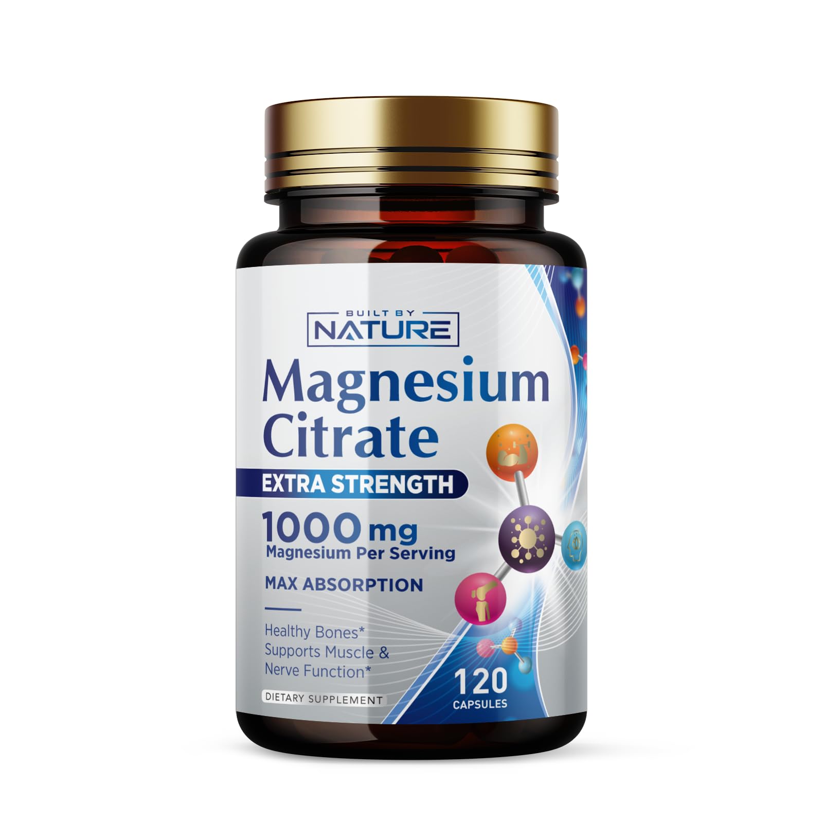 Suplemento Built by Nature Citrato de Magnesio 1000 mg 120 cápsulas ...