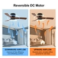 42 Inch Ceiling Fan no light with Control, Low Profile Flush Mount ...