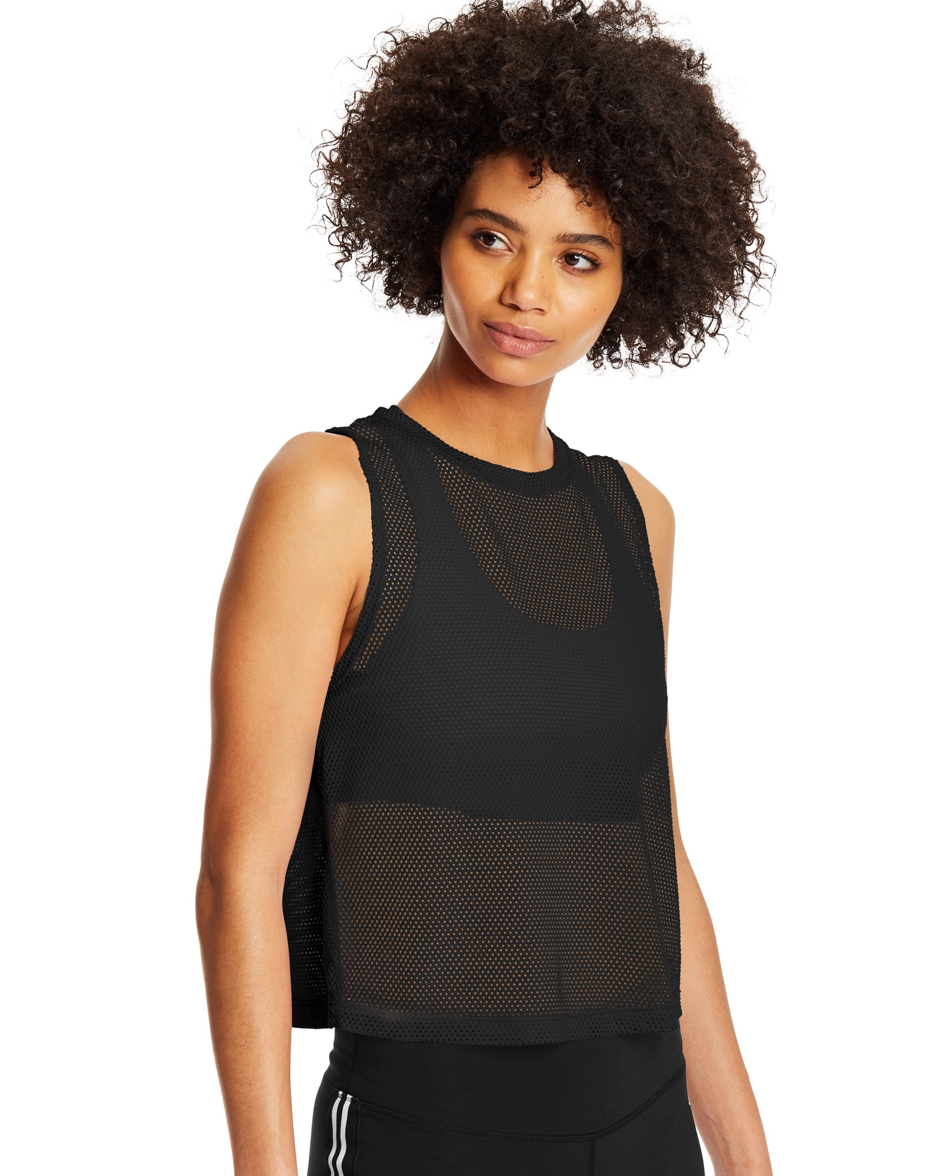 Women's Champion Cropped Mesh Tank Black XL - Walmart.com
