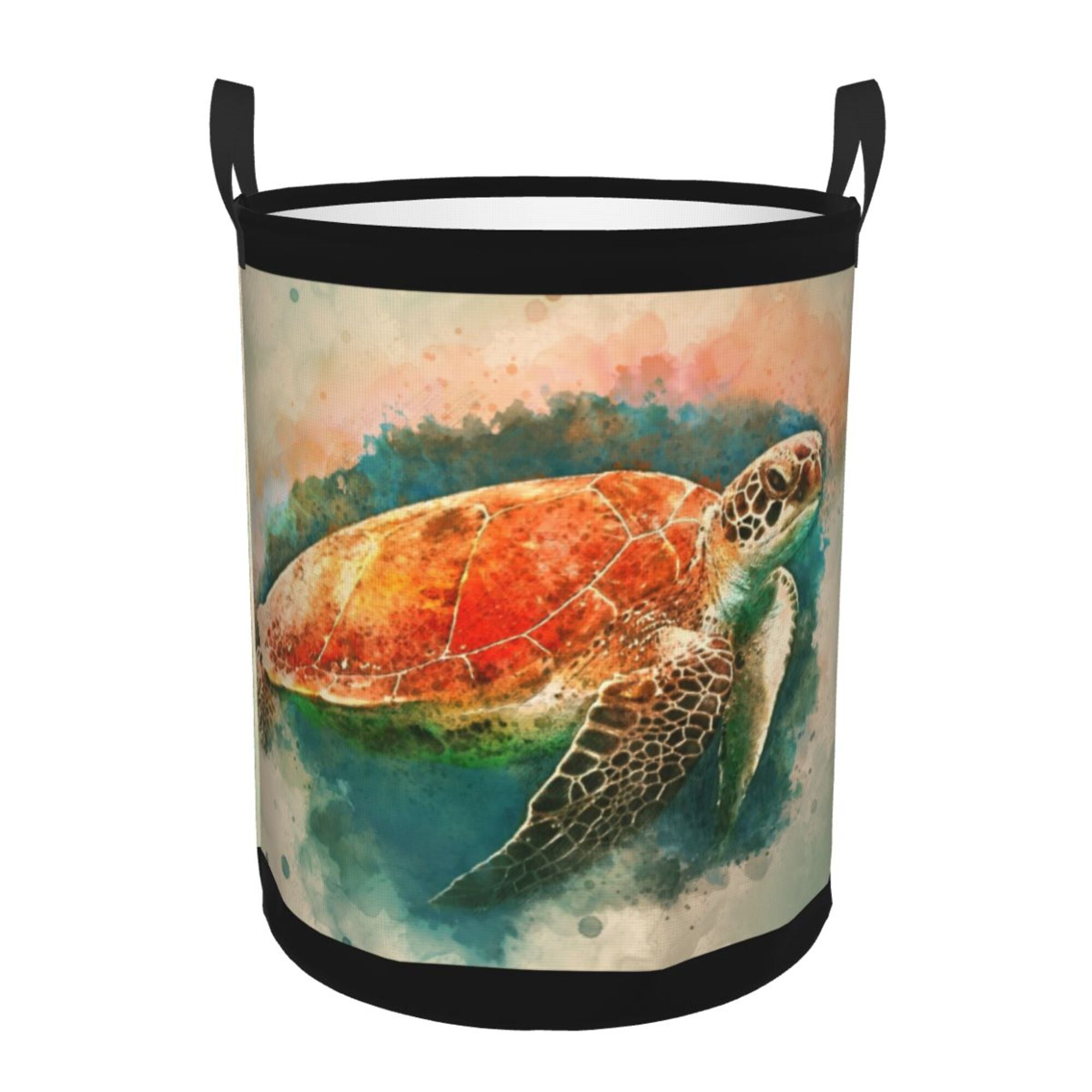 LNWH Laundry Basket, Watercolour Ocean Turtle Pattern Foldable Laundry ...