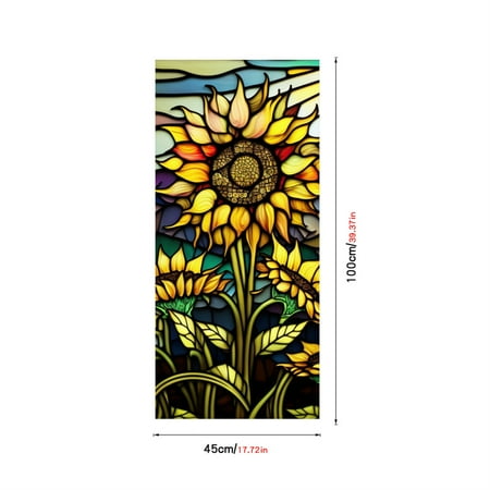 Colorful Sunflower Stained Glass Window Film Removable Uv Blocking Heat ...