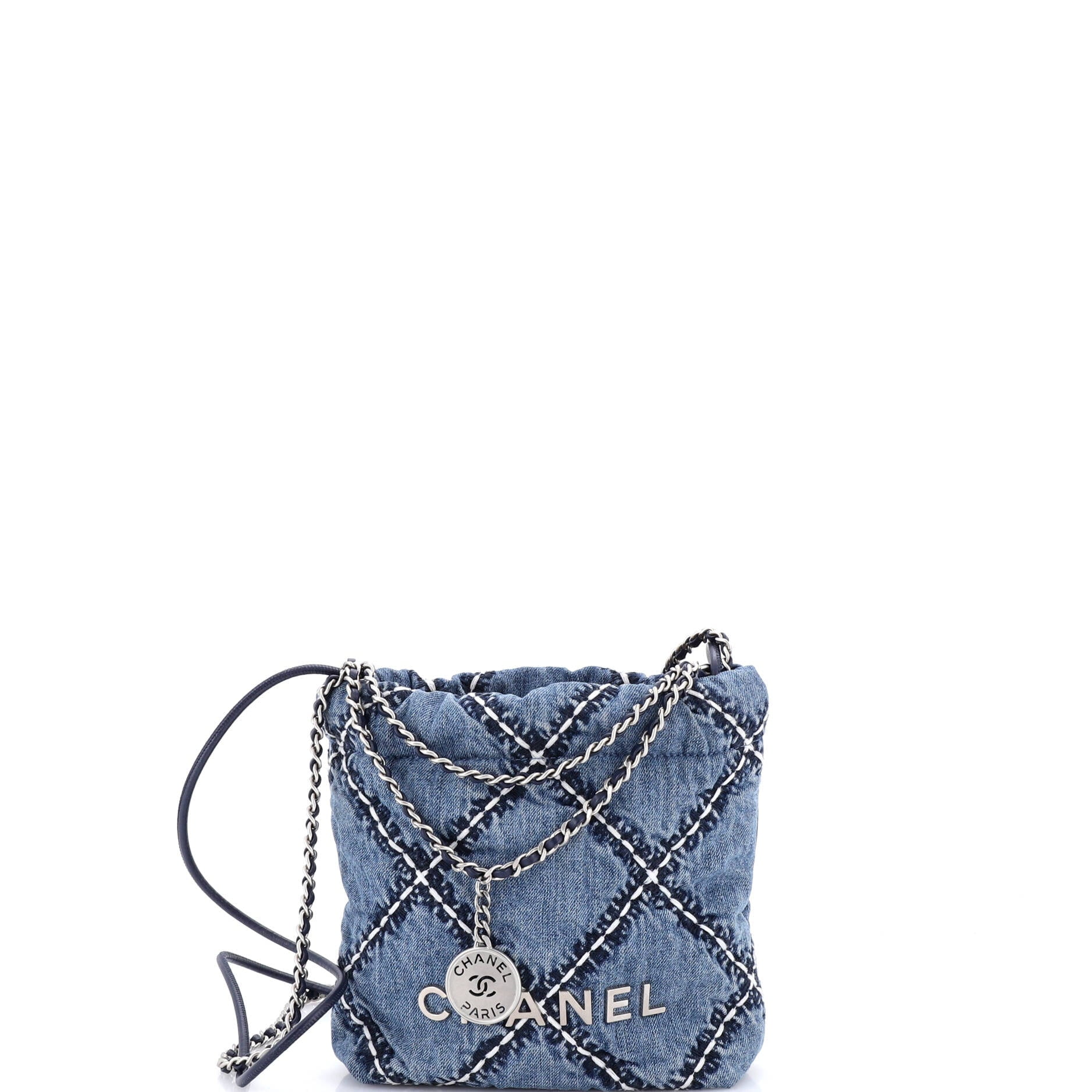 Pre-Owned 22 Chain Hobo Quilted Stitched Denim Mini By Rebag - Walmart.com