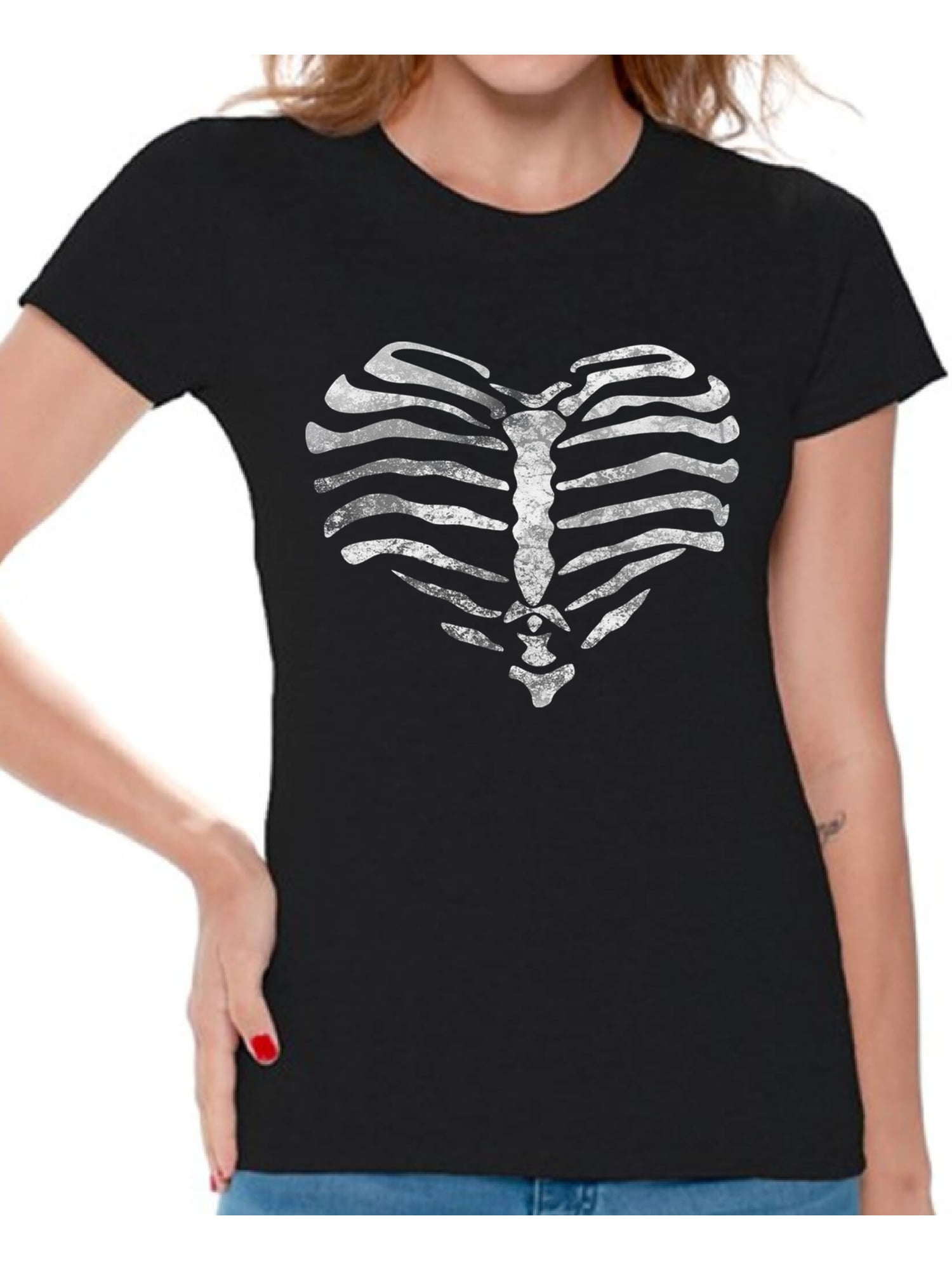 Awkward Styles Womens Heart Ribcage Graphic T Shirt Tops Skeleton