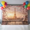 Eiffel Tower Photography Backdrop 12x8FT, Sunset Pink Cherry Blossom ...