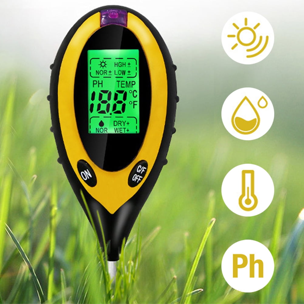 Analizador Digital de suelo 4 en 1 con retroiluminación LCD, medidor Detector de acidez y ...
