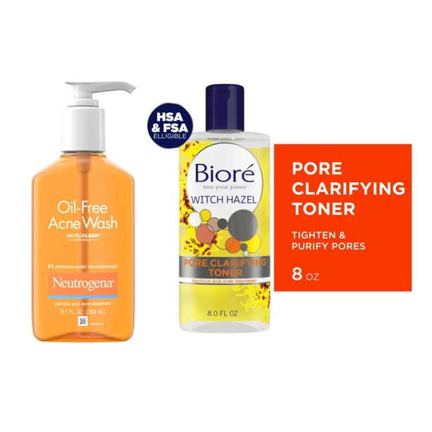 Neutrogena Oil-Free Salicylic Acid Acne Fighting Face Wash & Biore ...