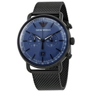 Emporio Armani Men's Stainless Steel Chronograph Watch, Black Dial ...