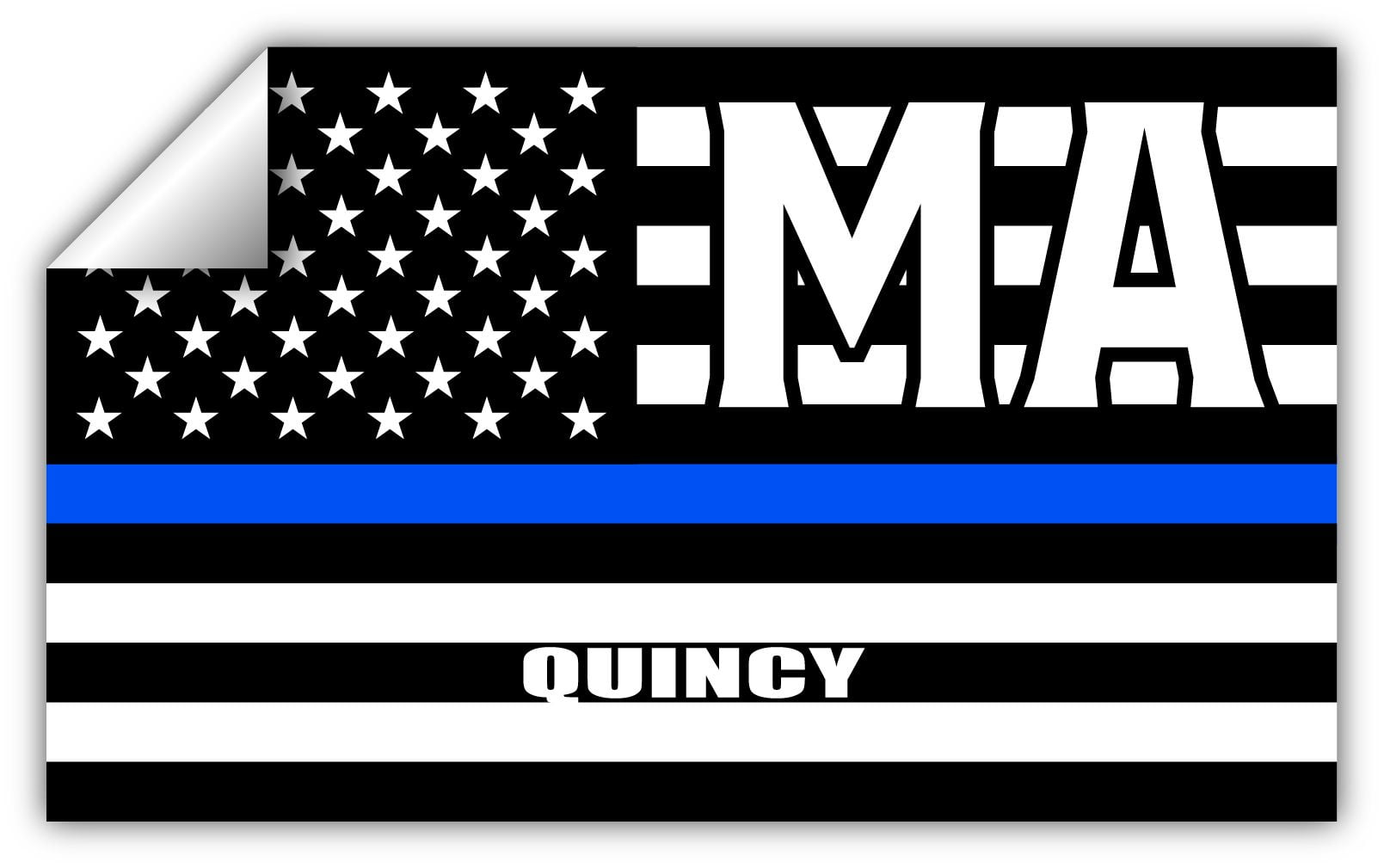 Quincy MA Massachusetts Norfolk County Thin Blue Line Stealthy USA Flag ...