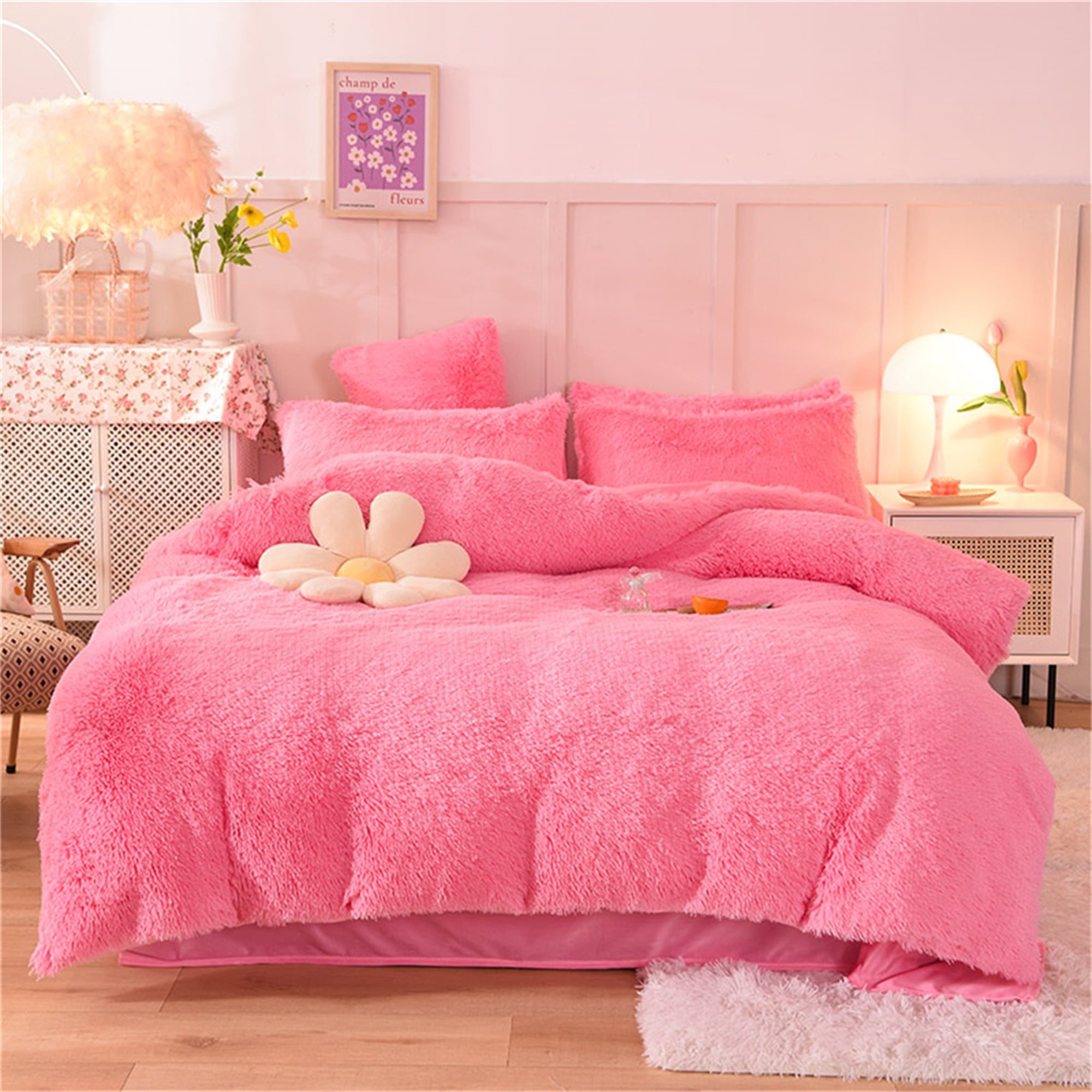 Gusuhome Shaggy Plush Duvet Cover Set Ultra Soft Fluffy Comforter Cover ...