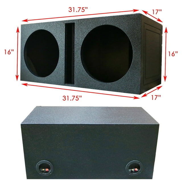 Dual 12" Vented Armor Coated Subwoofer Box with Painted Kerf Port 1 ...