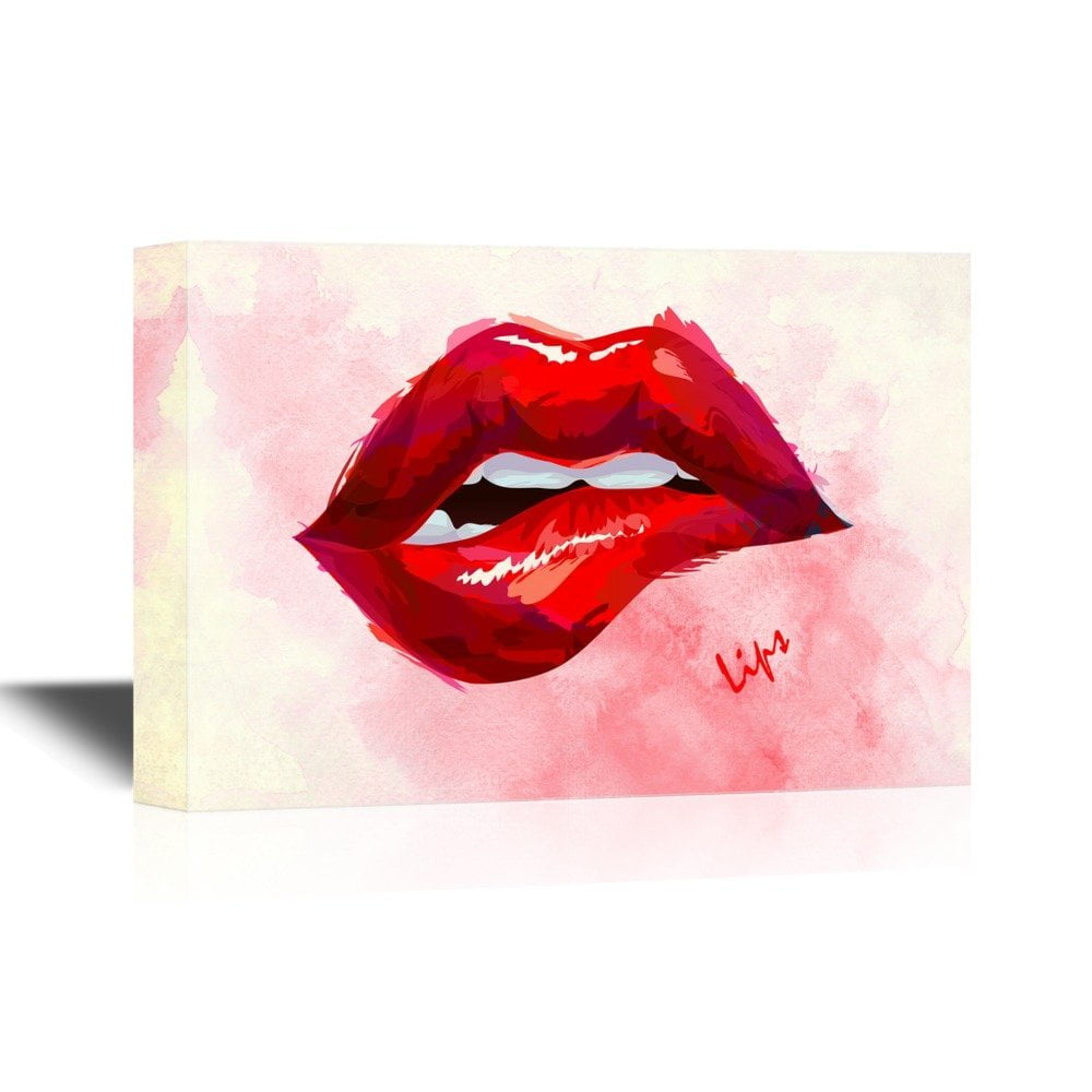 Wall26 Canvas Wall Art Sex Lips On Watercolor Style Background