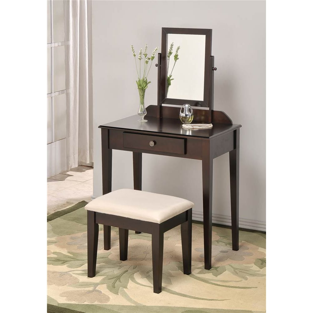Space Saver Wood Vanity and Vanity Bench Set - Walmart.com - Walmart.com