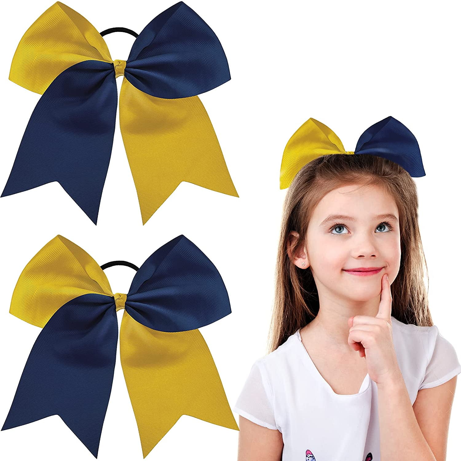 2 Packs Jumbo Cheerleading Bow 8 Inch Cheer Hair Bows Large ...