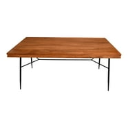 Metal Banded Wooden Rectangular Dinning Table With X-Base Double ...