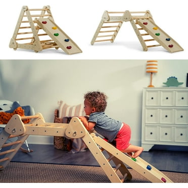 OLAKIDS Wooden Playset - 5 in 1 Climbing Triangle, Children's Equipment ...