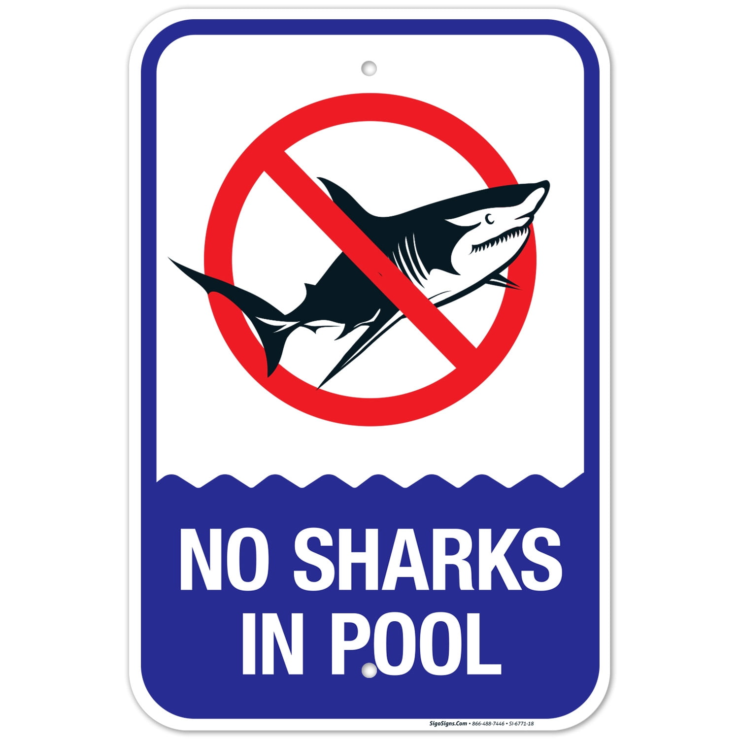 No Sharks In Pool Sign, Pool Sign, Vinyl Sticker - Walmart.com