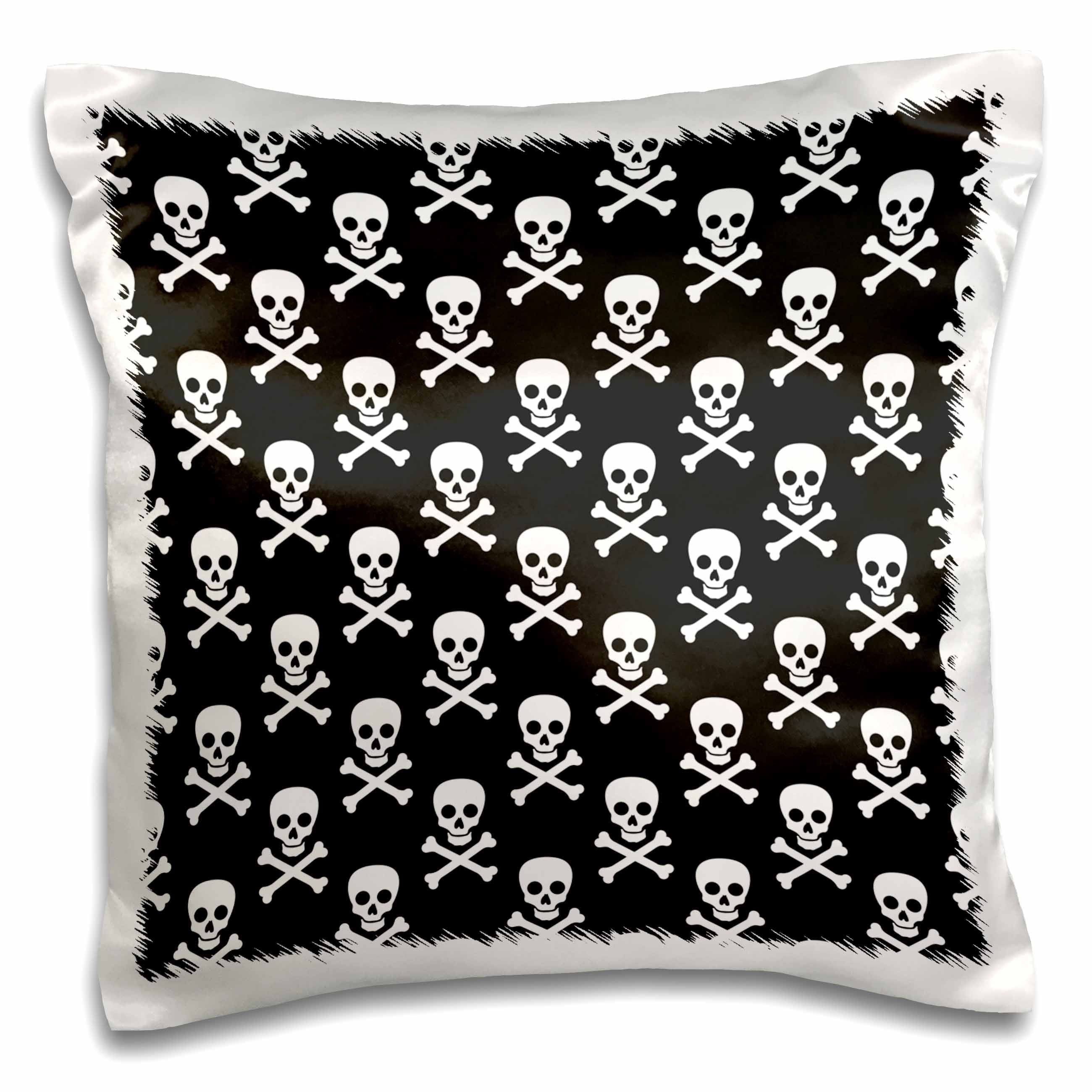 Black and White Skull and Crossbones Pattern 16x16 inch Pillow Case pc ...