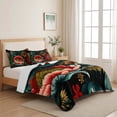 King Quilt Bedding Set Vintage Abstract Boho Red Flowers Summer Quilt ...