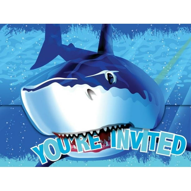 Access Shark Splash Invitation Card, 8 Ct - Walmart.com