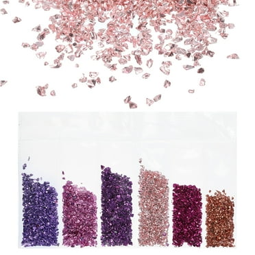 Uxcell 6 Colors Crushed Glass Chips, 1-4mm Irregular Sequins Metallic ...