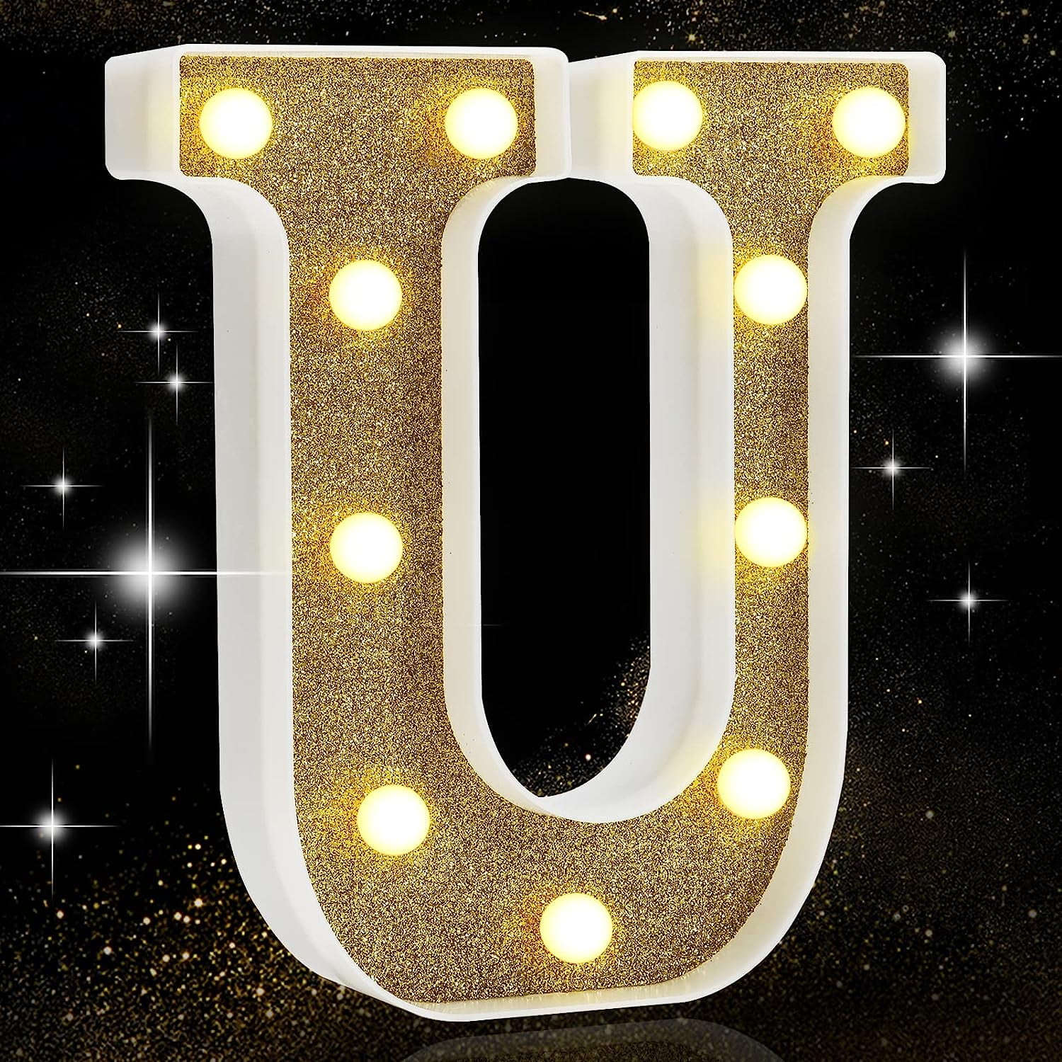 LED Marquee Letter Lights, Light Up Golden Letters Glitter Alphabet ...