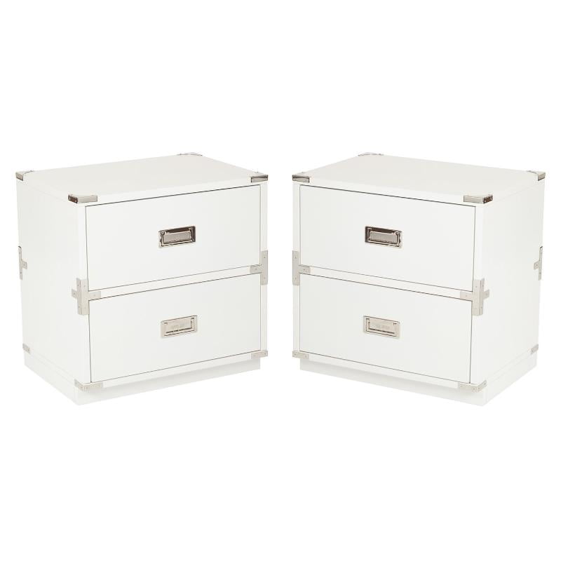 Home Square 2 Drawer Wood Veneer Cabinet in White - Set of 2 - Walmart.com